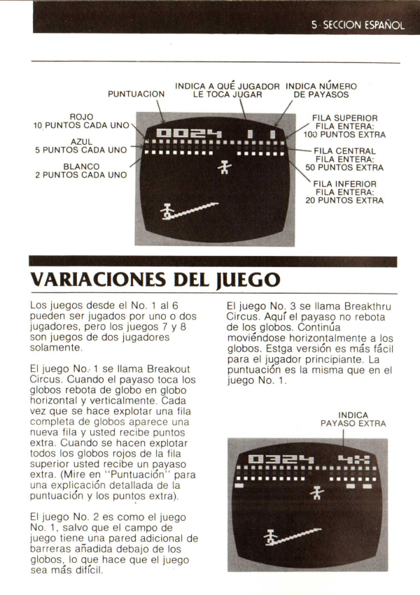 Atari 2600 VCS Circus Atari : scans, dump, download, screenshots, ads ...