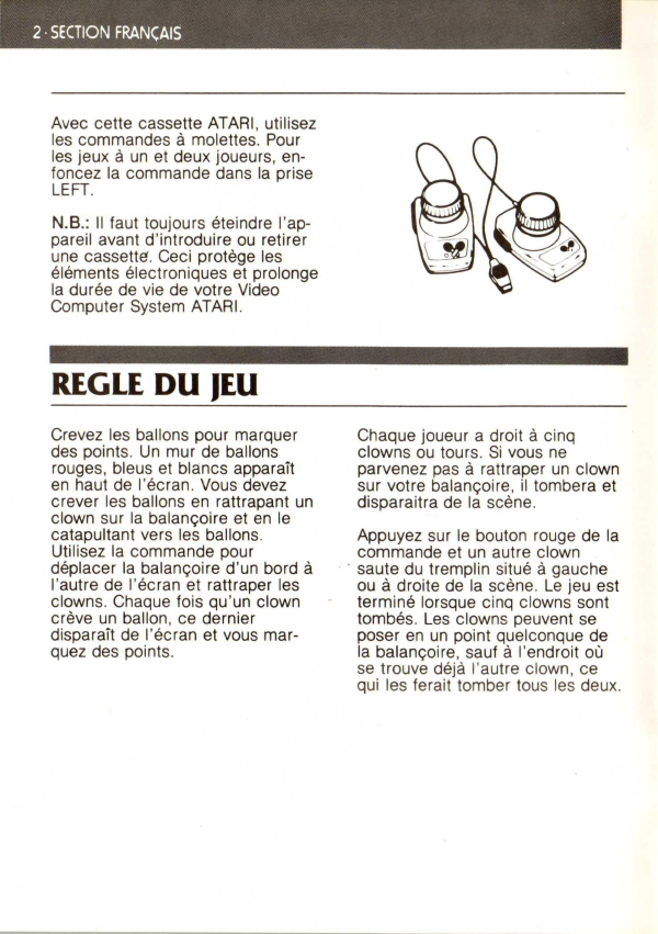 Atari 2600 VCS Circus Atari : scans, dump, download, screenshots, ads ...