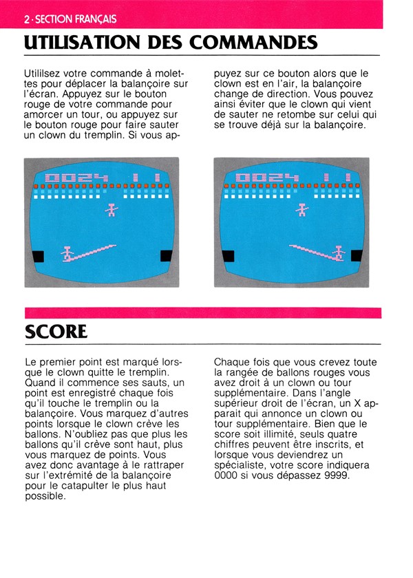Atari 2600 VCS Circus Atari : scans, dump, download, screenshots, ads ...