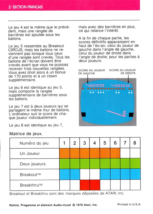 Atari 2600 VCS Circus Atari : scans, dump, download, screenshots, ads ...