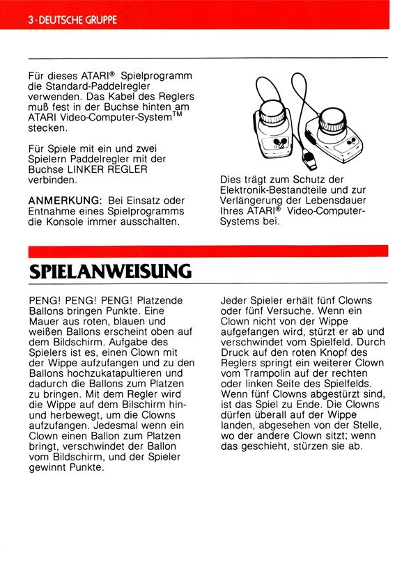Atari 2600 VCS Circus Atari : scans, dump, download, screenshots, ads ...