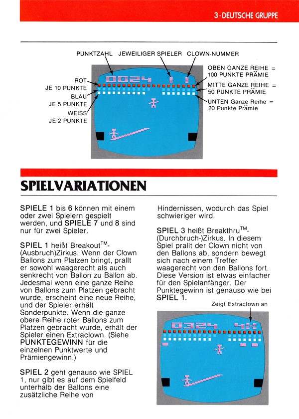 Atari 2600 VCS Circus Atari : scans, dump, download, screenshots, ads ...