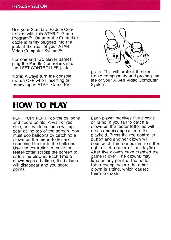 Atari 2600 VCS Circus Atari : scans, dump, download, screenshots, ads ...