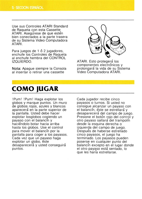 Atari 2600 VCS Circus Atari : scans, dump, download, screenshots, ads ...