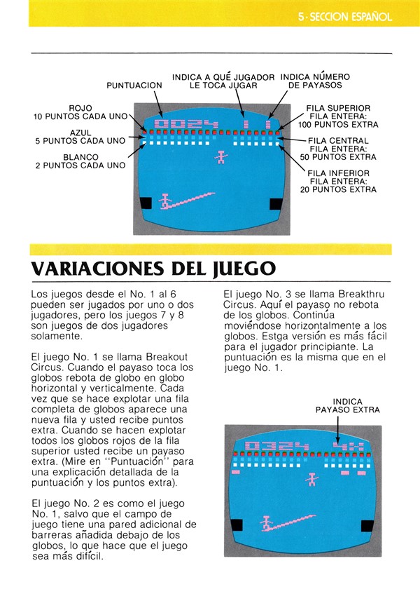 Atari 2600 VCS Circus Atari : scans, dump, download, screenshots, ads ...