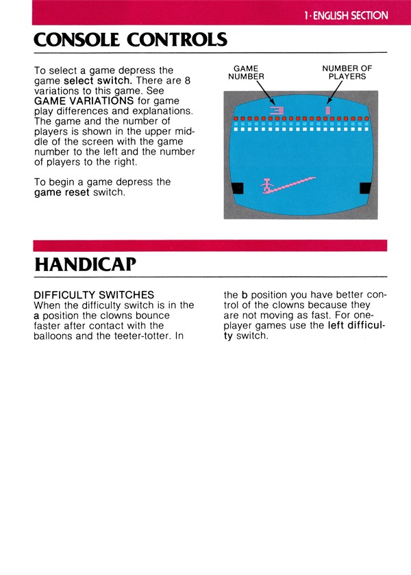 Atari 2600 VCS Circus Atari : scans, dump, download, screenshots, ads ...