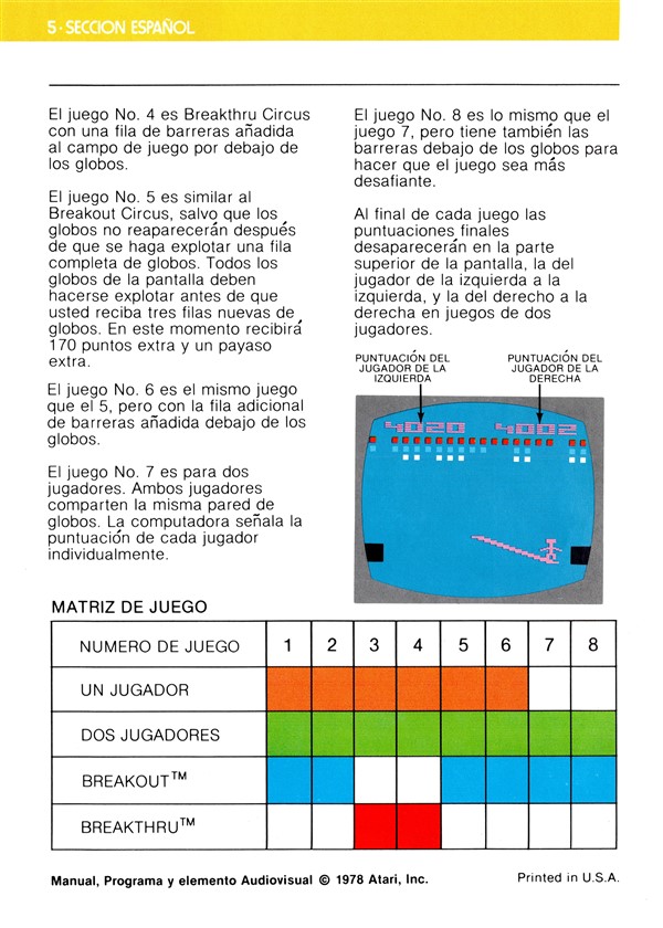 Atari 2600 VCS Circus Atari : scans, dump, download, screenshots, ads ...