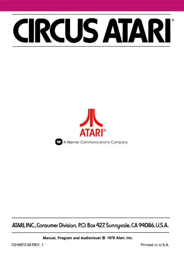 Atari 2600 VCS Circus Atari : scans, dump, download, screenshots, ads ...
