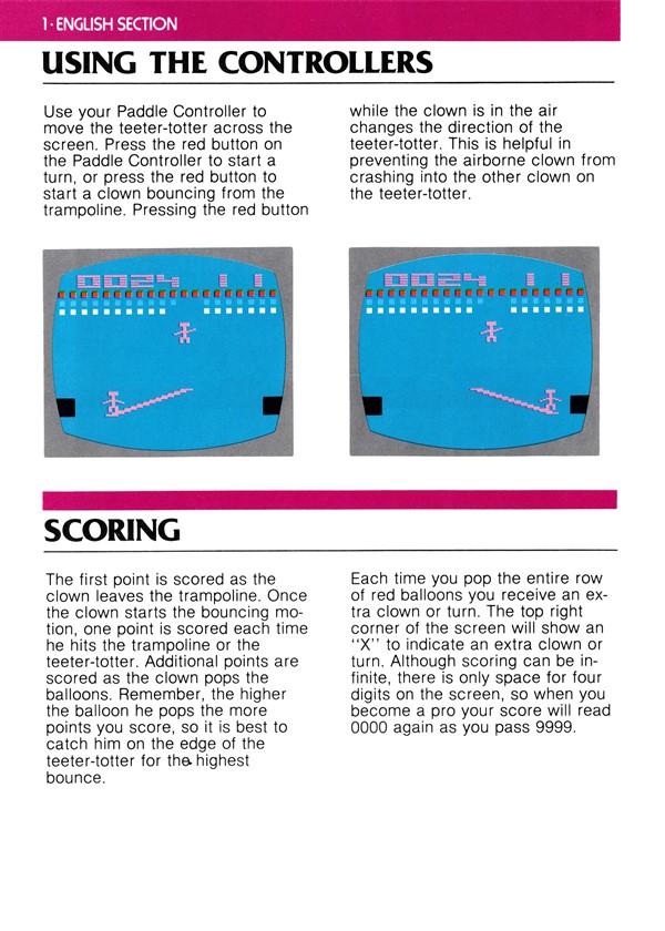 Atari 2600 VCS Circus Atari : scans, dump, download, screenshots, ads ...