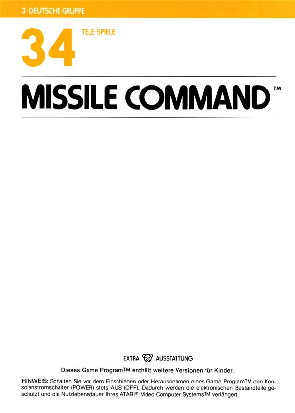 Atari 2600 VCS Missile Command : scans, dump, download, screenshots ...