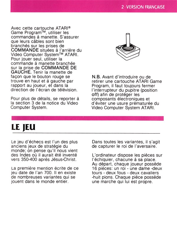 Atari 2600 VCS Video Chess : scans, dump, download, screenshots, ads ...