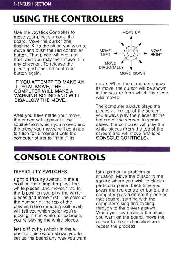 Atari 2600 VCS Video Chess : scans, dump, download, screenshots, ads ...