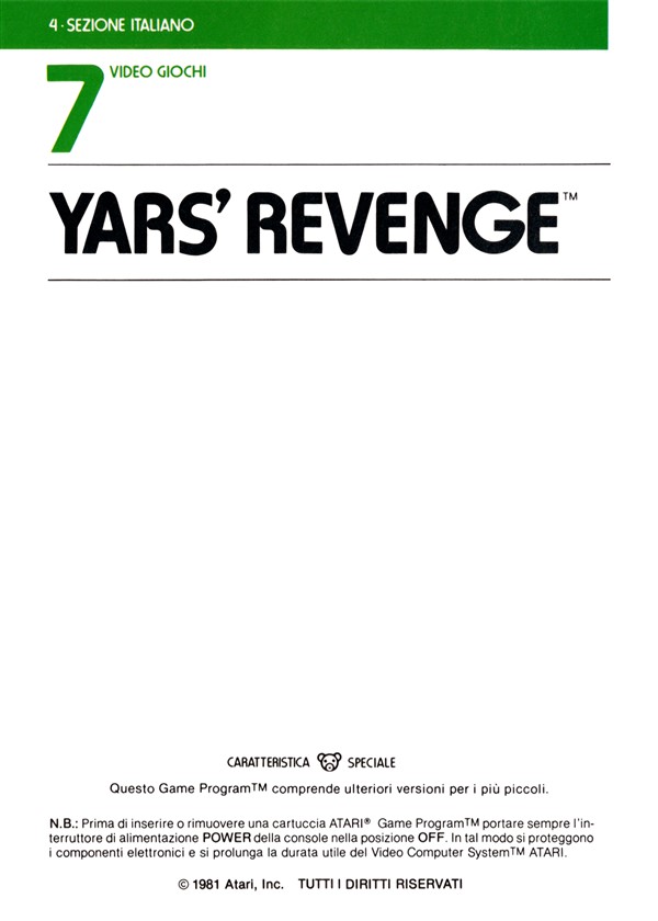 Atari 2600 VCS Yars' Revenge : scans, dump, download, screenshots, ads ...
