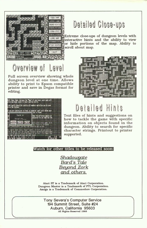 Atari ST Bard's Tale Hint Disk : scans, dump, download, screenshots ...